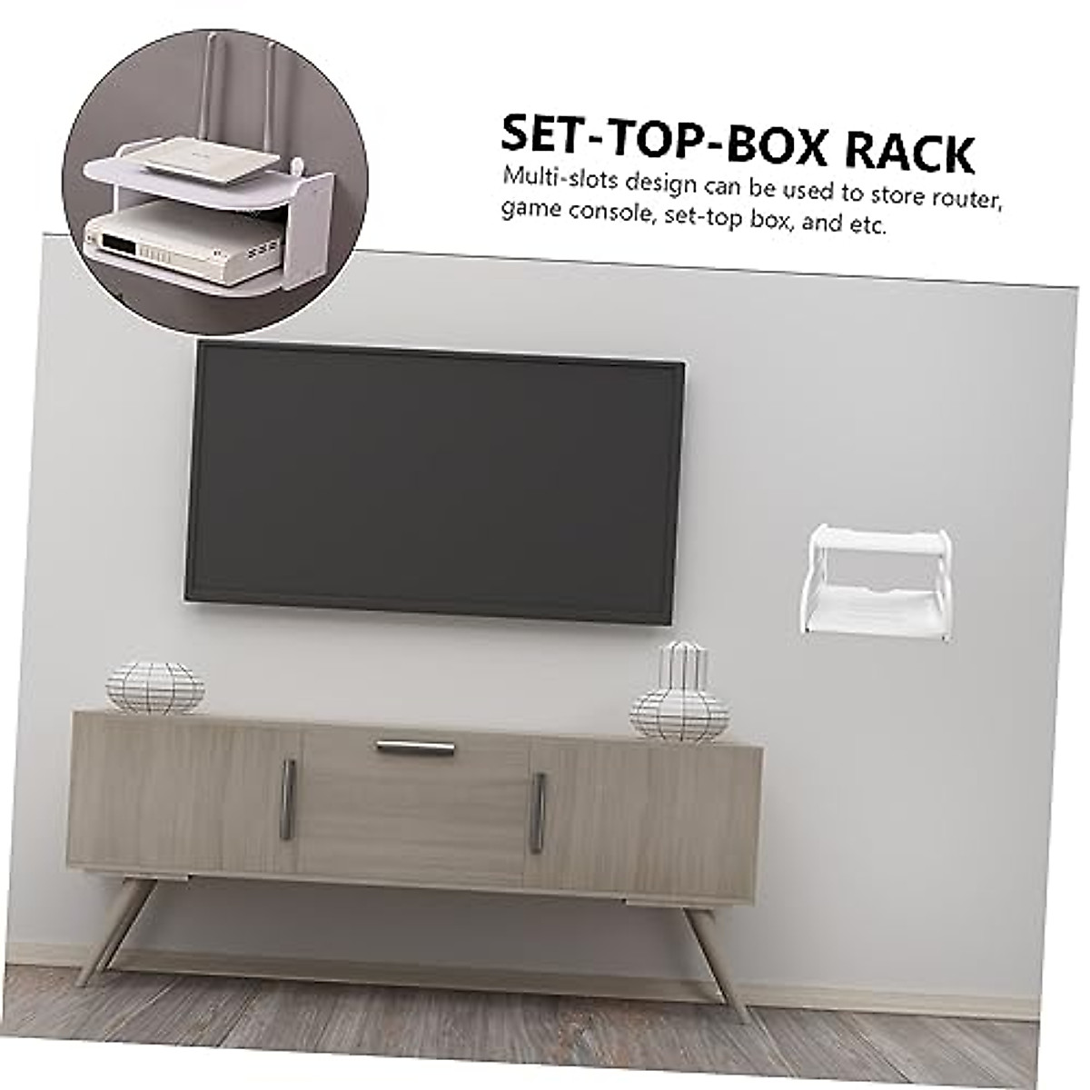 WHAMVOX 1pc Router Rack Floating Wall Mounted Shelf Home Monitor Wall Mounting Brackets Storage Holder Seasoning Bottle Storage Rack Storage Shelf Punch- Rack White Foam Board