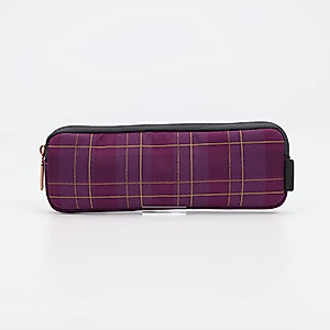 Kokuyo KME-LFPH101DV Flat Pouch, Pen Case Size, Checkered, Purple