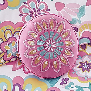 Mi Zone Camille Comforter Set, Vibrant Flowers Design All Season Teen Bedding, Matching Sham, Decorative Pillow, Girls Bedroom Décor, Full/Queen, Pink 4 Piece