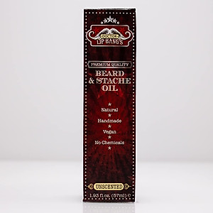Doctor Lip Bang's Vegan Beard and Stache Oil | Unscented | Cruelty Free | 100% All Natural | Paraben Free | Made in the United States | Great for Grooming Beards and Mustaches