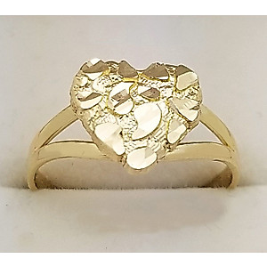 10k Gold Solid Nugget Ring Gold Heart Ring
