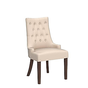 COLAMY Wingback Upholstered Dining Chairs Set of 6, Fabric Side Dining Room Chairs with Tufted Button, Living Room Chairs for Home Kitchen- Beige