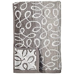 Violet Linen Scroll Pattern, 100% Terry Plush 600 GSM Cotton Super Soft Highly Absorbent Jacquard Fashion Towel for Bathroom, Premium Hotel & Spa Quality, Gray, 20 Inch X 30 Inch, Hand Towels
