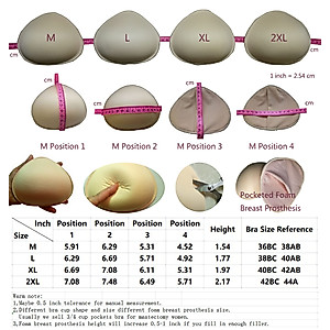 Lightweight Foam Mastectomy Breast Form for Pockets Bra Featherweight Women Triangle Breast Prosthesis (XL*1pc, Skin)