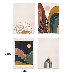 QODUNG Boho Sun Moon Rainbow Mountains Desert Soft Kitchen Towels Dishcloths 16x24 Inch Set of 4,Bohemia Drying Cloth Hand Towels Tea Towels for Dorm,Boho Lover Gift