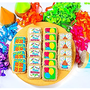 Happy Birthday Cookies 4 PACK Gift Basket for Kids Men Women | Decorated Sugar Cookie Gift Box | Individually Wrapped Party Favors Nut Free (Birthday, Standard Box)