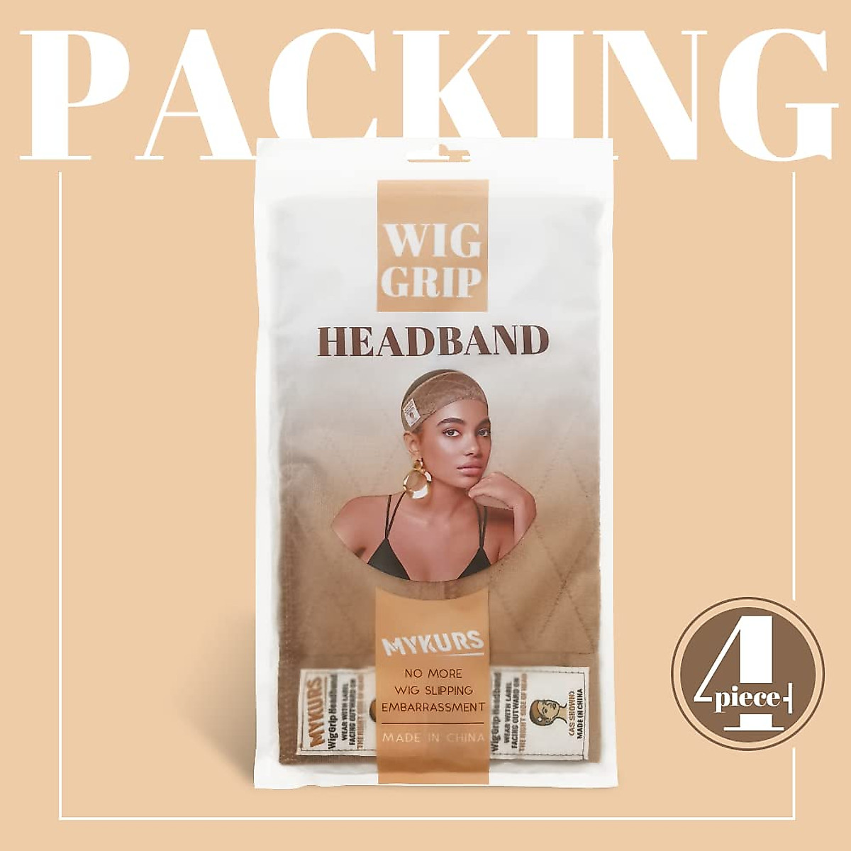 MYKURS Wig Grip for Keeping Wig in Place, Non Slip Wig Headbands, Wig Bands to Secure Wig, 4 PCS