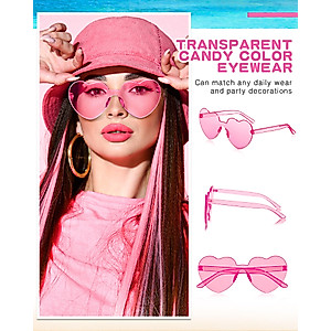Colzzy 24 Pair Heart Shaped Rimless Sunglasses Transparent Candy Color Frameless Glasses Tinted Eyewear(Bright Colors)