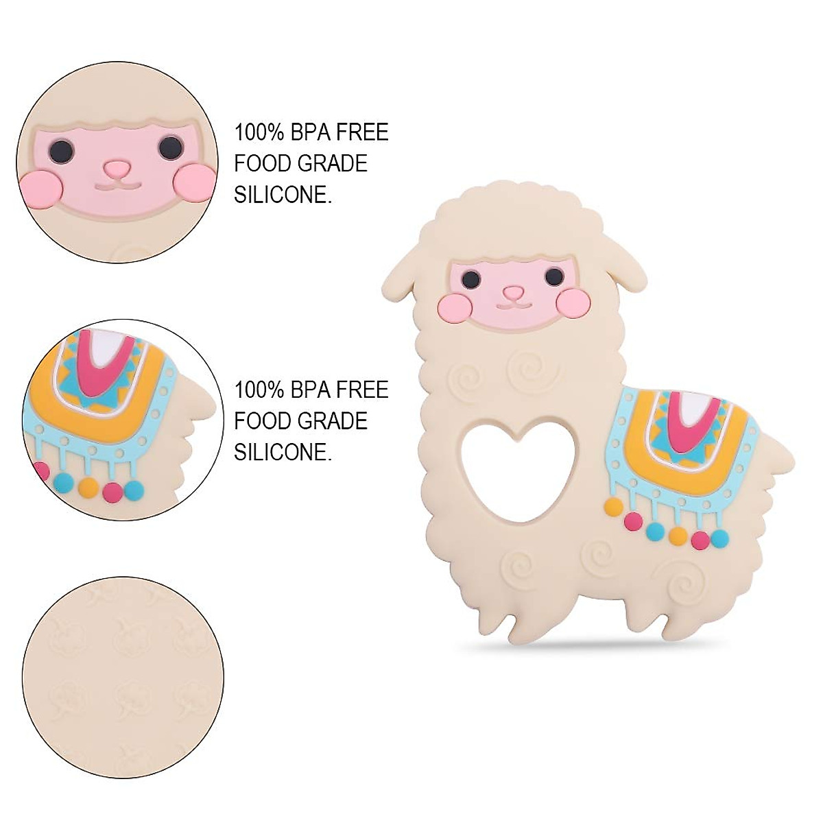 Baby Llama Silicone Teether,Sensory Chew Toys,BPA Free Soft and Effective Infant Teething Pain Relief Toys,Freezer Safe,Food Grade Silicone,Best Shower Gift for Boys and Girls (Yellow)