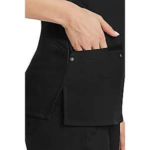 Healing Hands Yoga Scrubs Top for Women Purple Label 2 Pocket V-Neck Women's Scrub Top 2245 Juliet Black L