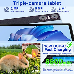 YESTEL Android 13 Tablet 11 Inch Display,16GB RAM+256GB ROM,Octa-Core Processor,8600mAh Large Battery,2000 * 1200 Pixels,GPS/ 5G WiFi/Bluetooth/with Case-Blue T15