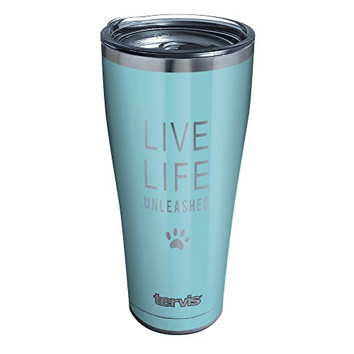Tervis Live Life Unleashed Triple Walled Insulated Tumbler, 30oz Legacy, Clear and Black Slider Lid