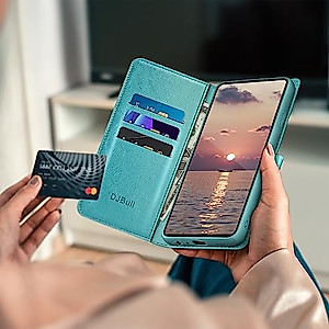DJBull 2-in-1 Detachable for Samsung Galaxy S20+/S20 Plus 6.7 inch case with Credit Card Holder【RFID Blocking】,Flip Folio Book PU Leather Protective Cover Women Men for S20 Plus Phone case Blue Green