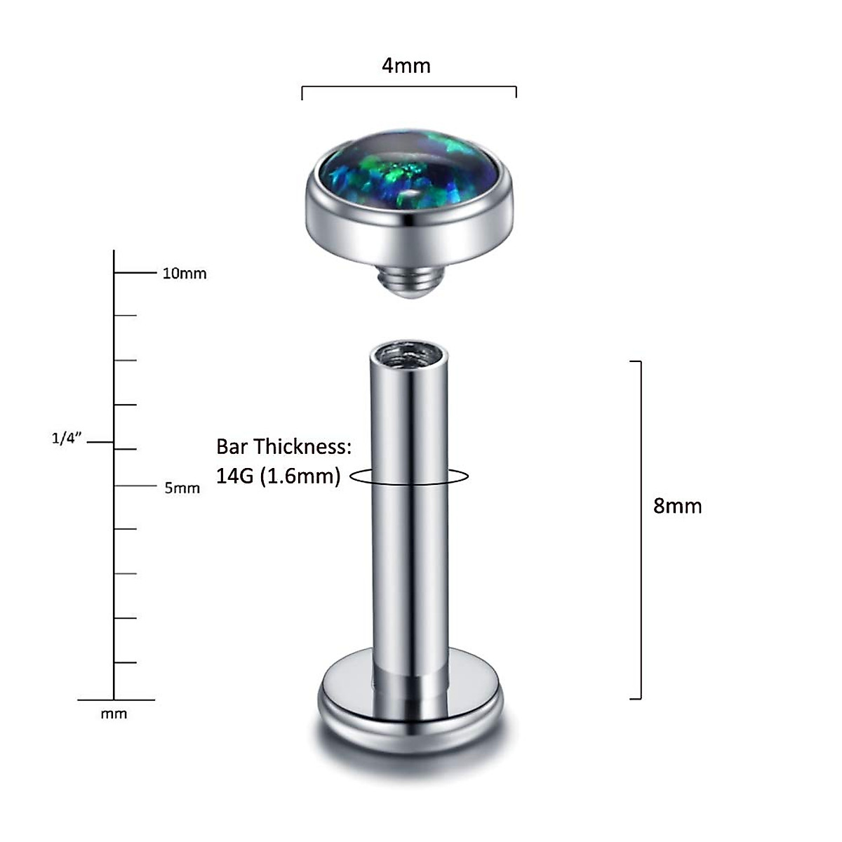 Xpircn G23 Titanium 14G 8mm Labret Monroe Lip Ring Helix Earring Studs Women Men Piercing Jewelry