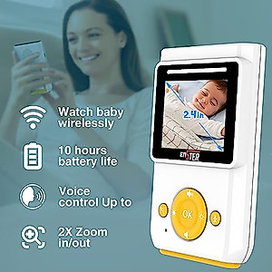 ENSTER Baby Monitor Video with Camera and Audio, 2.4'' LCD Screen, Color Night Vision, 2-Way Talk, VOX, 960ft Range, Temperature Display, 2X Zoom, Lullabies, Feeding Alarm