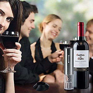 GOSCIEN Electric Wine Opener, Automatic Electric Wine Bottle Corkscrew Opener, Rechargeable Stainless Steel Cordless Electric Wine Bottle Opener Gift Set with Foil Cutter, USB Charging Cable