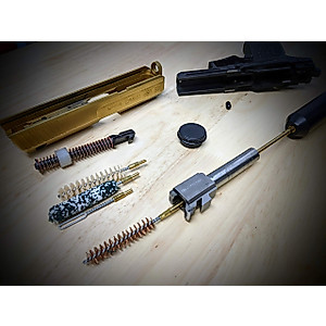 Micro, All-in-One Professional 9mm Pistol Cleaning Kit - 357, 380, 38, 40, 44 mag, 45 Swivel Handle, 2 Rods, 3 Clean Brushes – Premium Steel & Nylon with Durable Lifelong Construction + Deluxe X-Tool