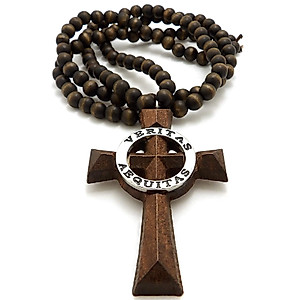GWOOD Veritas Aequitas Wood Brown with Silver Color with 36 Inch Necklace