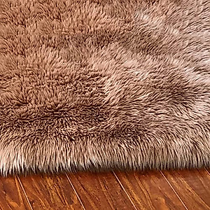 LAMBZY '' Lena Collection '' Faux Sheepskin | Super Soft Hypoallergenic Rectangular Area Rug | Plush Fur Premium Shag (2'x3',60x90 cm, Camel)