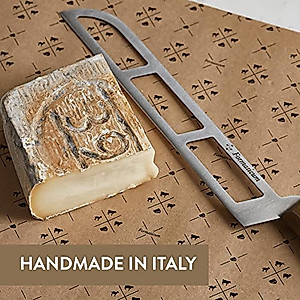Formaticum Professional Soft Cheese Knife- 8" x 1.25" Soft Cheese Slicer, Non-Stick Stainless Steel Blade w/Void, Solid Walnut Handle, Great Cheese Charcuterie Accessories, Handmade in Italy