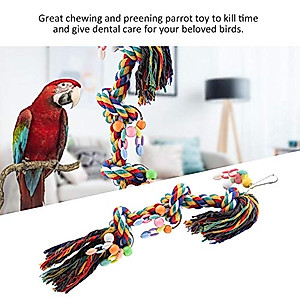 GLOGLOW Bird Chewing Toys, Parrot Multicolored Yarn Rope Playthings Hanging Chewing Toys Pet Bird Knots Block Toy Colorful Beak Care Tools