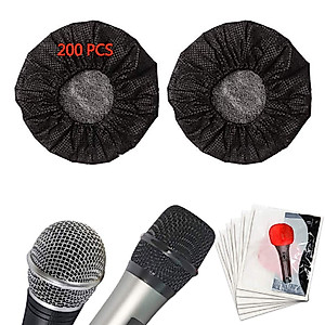 LittlePa 200 Pcs Disposable Microphone, Non-Woven Fabric, USB Connector, for Karaoke, Press Conferences, Recording Rooms