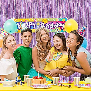 Light Purple Foil Fringe Curtain Backdrop (2 Pack) - 9.8 x 3.3 ft Photo Booth Backdrop Curtain for Parties - Tinsel Curtain Fringe Backdrop Party Decorations for Birthday, Wedding, Bachelorette Party