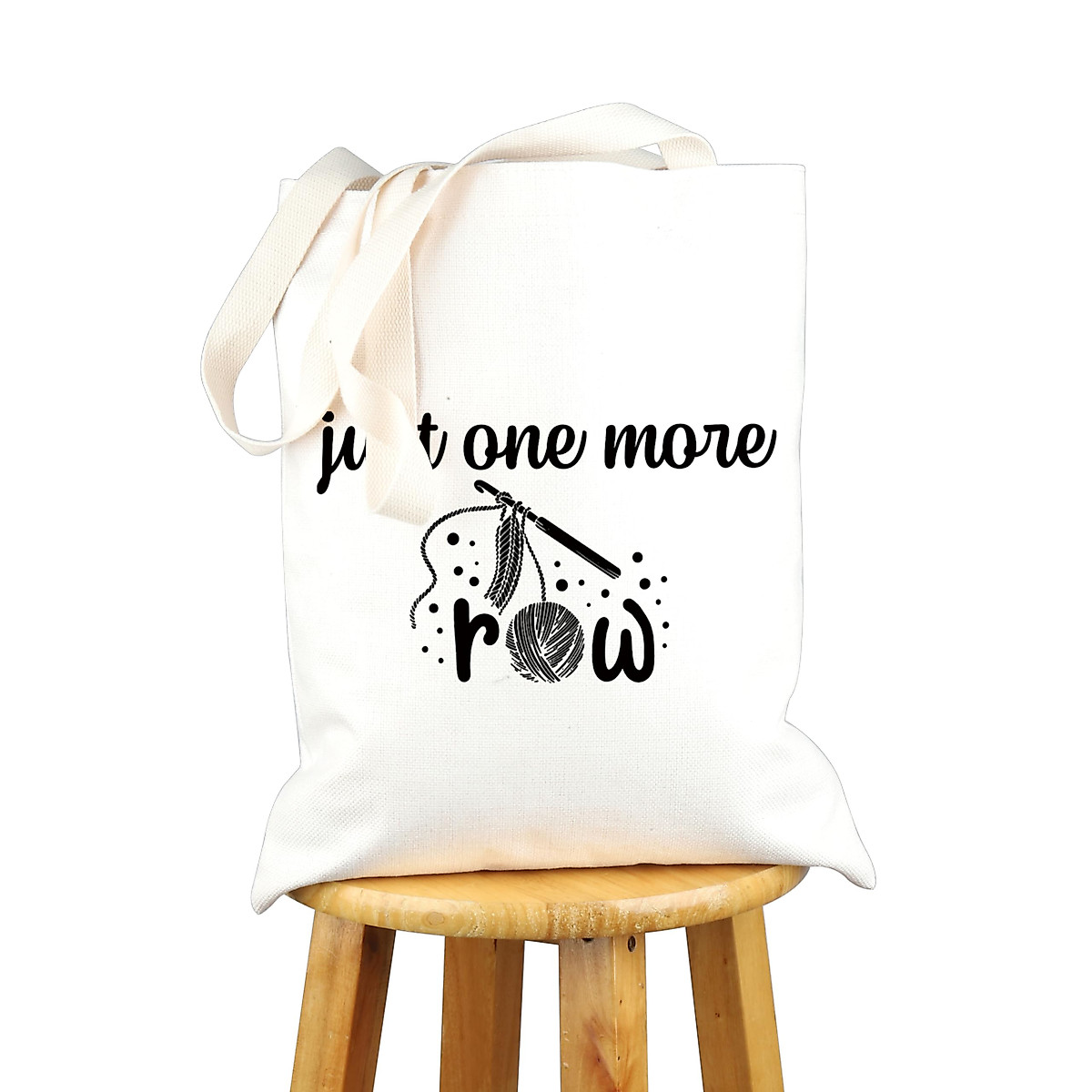 VAMSII Funny Knitting Bag Small Yarn Bag Just One More Row Crochet Knit Lover Travel Organizer (Tote)