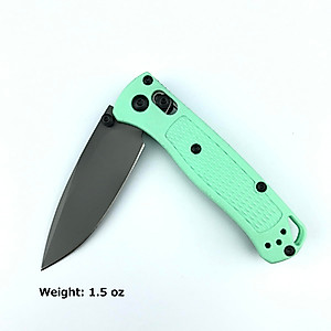 6.5 Inch Manual Open 533 Bugout Pocket Knife, Axis Lock Folding Knife with 2.6 Inch 7Cr17Mov Blade Green Grivory Handle, Folding Pocket Knife with Belt Clip for Camping Hunting