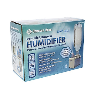 Comfort Zone Ultrasonic Turn Bottle into into Personal Portable Humidifier - 6 Hour Operation - Whisper Quiet, Travel, white (CZHD20)