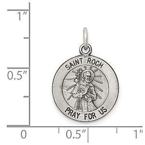 Sterling Silver Antiqued Saint Roch Medal QQC5755
