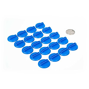 Plastic Card Stand to Hold up Playing Cards or Cardboard Marker Cut-Outs: Set of 20 Blue Color Round Board Game Playing Pieces (School Classroom Supplies, Arts & Crafts Projects)