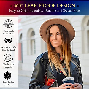 Nautica Coffee Mug Tumbler-Vacuum Insulated Double Wall Travel Cup - To Go Reusable Thermos - Stainless Steel Inside and Outer With Slide Lid 20 OZ-Red