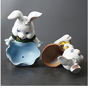 Garden Decor Cute Animal Rabbit Succulent Flower Pot, Houseplant Pot, Cactus Bonsai Small Flower Pot with Drainage Holes, Rabbit Statue Home Desk Decoration Children Gift (Yellow)