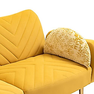 HomSof Loveseat Mustard Modern Sofa Small Couch for Living Room with Metal feet and 2 Pillows