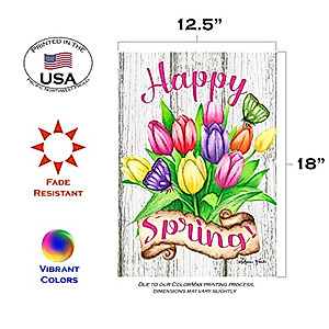 Toland Home Garden 1112301 Spring Tulips Spring Flag 12x18 Inch Double Sided Spring Garden Flag for Outdoor House Flower Flag Yard Decoration