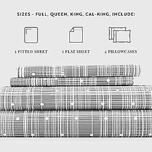 ienjoy Home 4 Piece Polkadot Patterned Home Collection Premium Ultra Soft Bed Sheet Set, Queen, Gray