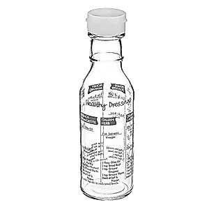 CUISINOX Glass Salad Dressing Shaker Bottle, 8.3" x 2.54", White