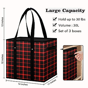 WISELIFE Reusable Grocery Bags 3 Pack,Large Grocery Tote Bag Water Resistant Shopping Bags Foldable Grocery Bag for Clothes,Shoes and Picnic,Red