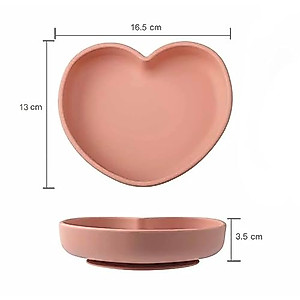 100% Food Grade Silicone Non-Slip Suction Heart Plate Dishware For Baby Lead Feeding | For Babies And Toddlers, BPA FREE, Diswasher Safe & Microwave Safe - Choose From 6 Colors (Muted Pink)