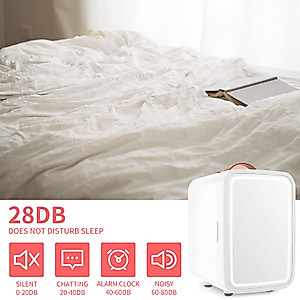 Saint Kang Skincare Fridge Hot&Cold, Portable Makeup Fridge with Mirror and Light, AC/DC Beauty Fridge for Bedroom, Office and Car(White) (8L)