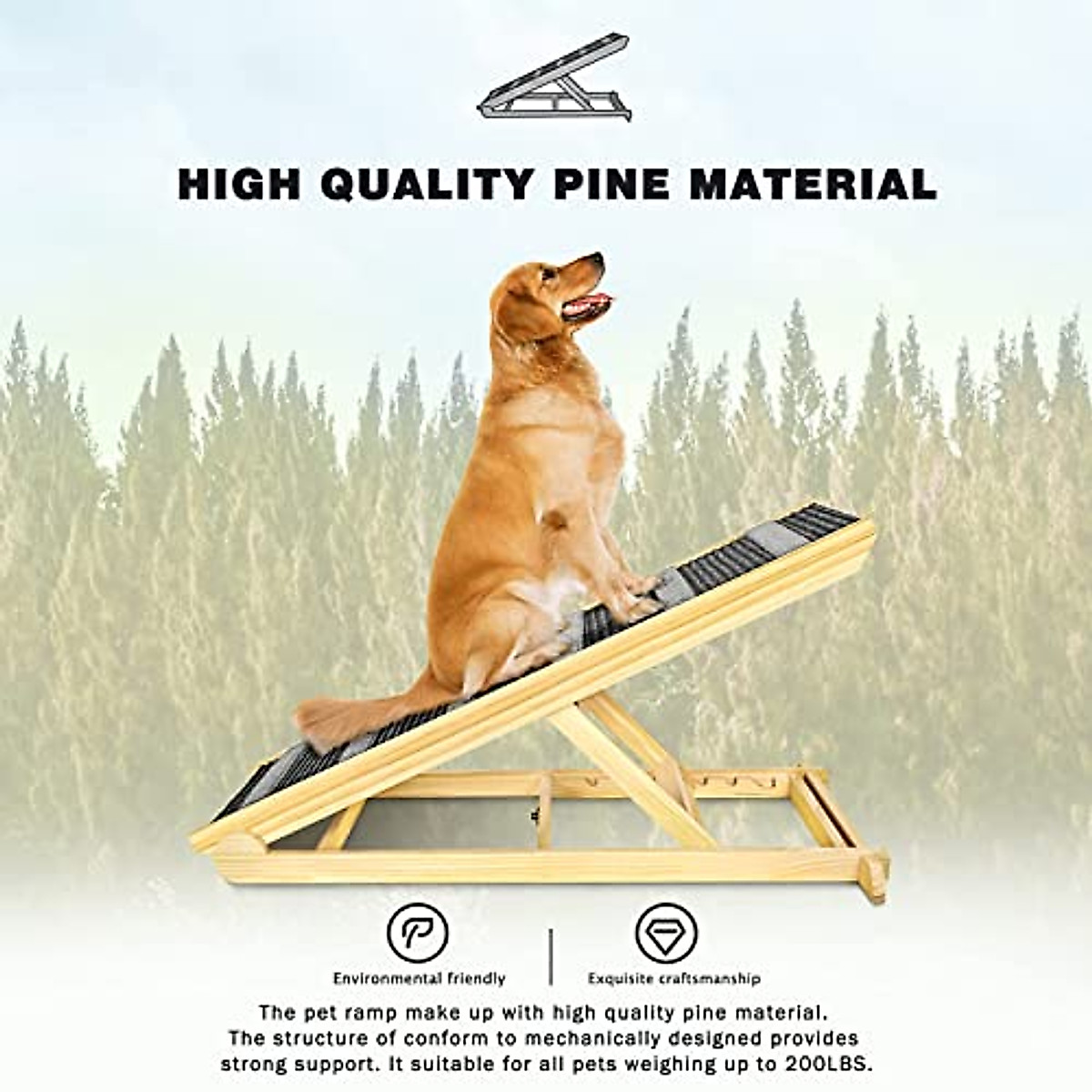 SOKO Dog Ramp, Folding Pet Ramp for Bed Suitable for Small & Large Old Dogs & Cats - 41.33" Long Portable Paw Ramp High Traction Dog Ramps for Car, SUV, Couch, Sofa - 6 Adjustable Height Rated 200LBS