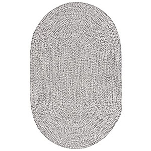 SAFAVIEH Braided Collection Area Rug - 6' x 9' Oval, Grey & Ivory, Handmade Farmhouse, Ideal for High Traffic Areas in Living Room, Bedroom (BRA201F)