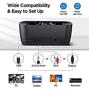 Vonaural Wireless Headphone for TV Watching with Bluetooth 5.0 Transmitter & 2.4GHz RF Transmitter Dock, Over Ear Headset, Low Delay, Immersive Sound, 10Hrs Playtime, Plug n Play, Black