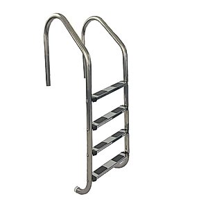 Aqua Select 4 Step Stainless Steel Pool Ladder with Stainless Steel Steps | Entry and Exit System for In-Ground Swimming Pools | 250 Pound Capacity | 1.9 Inch Outer Diameter