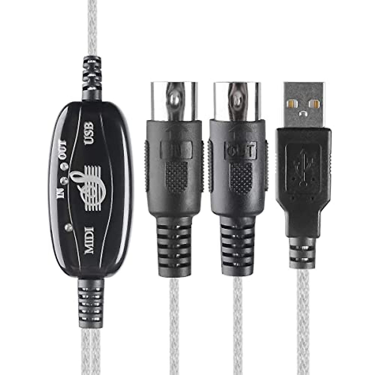 TENINYU USB to MIDI Cable Converter 2 in 1 PC to Synthesizer Music Studio Keyboard Interface Wire Plug Controller Adapter Cord 16 Channels Supports Computer Laptop Windows and Mac