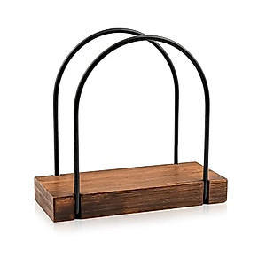 Modern Wooden Napkin Holder for Table with Black Steel Wire-Farmhouse Napkins Holder-Napkin Holders for Kitchen & Dining Tables