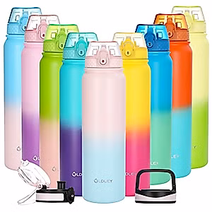 Stainless Steel Water Bottles 32 oz Insulated Water Bottle with Straw/Strap/Handle 3 Lids for Sip Chug Spout,Double Wall Vacuum Warm Cold Sweat/Leakproof for Sports Gym Camping School Adult Kid Gift