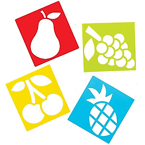Baker Ross AT749 Fruit Stencils - Pack of 8, for Kids Arts and Crafts Projects, Painting and Creating