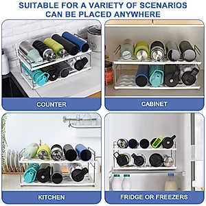 Aionvidas Expandable foil and plastic wrap organizer and Expandable Water Bottle Organizer, Water Bottle Storage Holder Rack, Height & Width Adjustable Cupboard Storage Rack